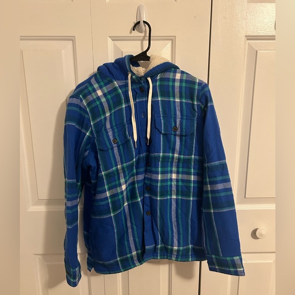 Lands' End | Tops | Nwt Lands End Sherpa Lined Shacket Royal Blue ...